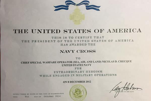 Navy Cross Citation Describes SEAL Nicolas Checque's Final Moments ...
